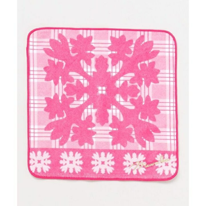 [型番：YBMP5303-2025]メロー刺繍でふちどられ、パラカチェックとキルトがプリントされたタオルハンカチ。表地は柔らかな肌触り、裏面はパイル地で吸水性の良い一枚。ゴールド刺繍のマウナロアロゴがアクセント。■カラー：ピンク系その他縦 ...