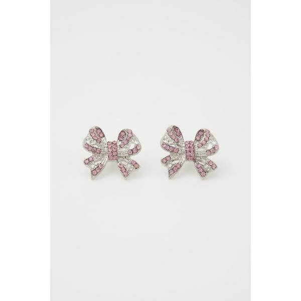 [型番：030IAZ56-2401]【BIJOU RIBBON P／EARRING】■POINT／DETAIL：上品な輝きを放つラインストーンと小ぶりなリボンモチーフが大人ガーリーを叶えるピアスです。シルバーのリボンピアスにピンクのラインス...