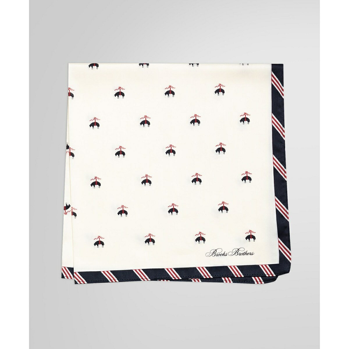 [型番：S21440100189802]ブルックスのシグニチャ—#1ストライプ柄のハンカチ・シグニチャ—のBB#1ストライプで縁取りをしたデザイン・GFロゴをドット状にデザインし、キャッチ—な仕上がりに♪・アイロンなしでもほとんどシワになら...