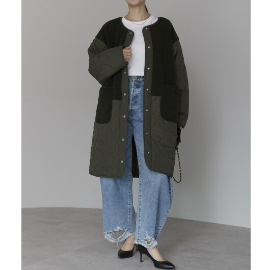 ◆◆大人カジュアルでゆったり可愛い◆◆ボア生地とキルティングを切り替えた異素材をジョイントしたノーカラーコートをリリースしました。ご旅行、デート、ビジネスまで幅広く大活躍してくれるミドル丈コートです。◆Design◆羽織るだけでトレンド感の...