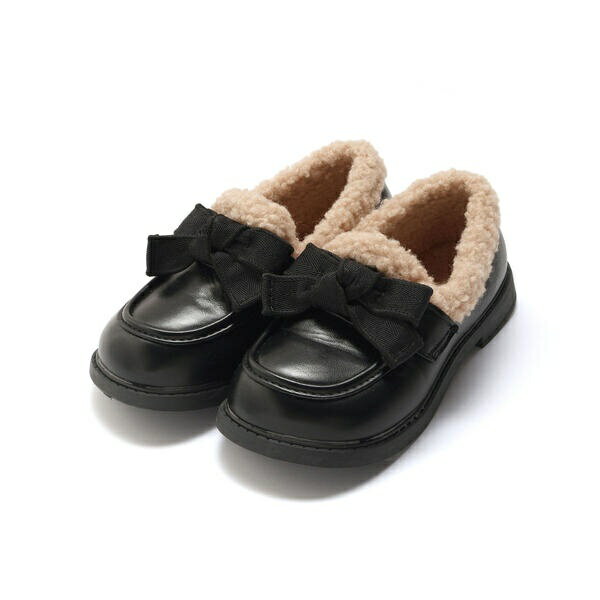 [型番：1820-78028]-25AW-寒い季節のお出かけにぴったりなユニセックスの中ボアローファー。■デザイン甲部分にはベロア素材のシンプルなリボンをあしらい、カジュアルすぎず上品なアクセントをプラス。シーズンムードがグッと高まります。...