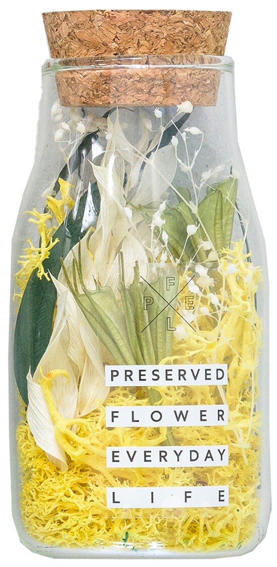 [型番:01132OA]【PFEL】PRESERVED　FLOWER　EVERYDAY　LIFEミルク型ボトルに詰めた、彩りグリーンカラーモスのやさしい癒しを、暮らしのそばに。ころんと可愛いミルク型ボトルに、ナチュラルな風合いとカラフルなグ...