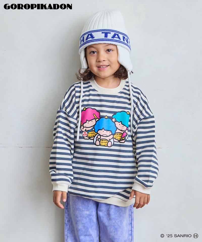 ゴロピカドンの癒しトレーナー■デザインふんわりしたシルエットに、大きなゴロピカドンのプリントが目を惹く一枚。ブラック×オフホワイトのボーダーが爽やかで、キャラクターの可愛さとほどよくマッチ。裾や袖口はリブ仕様で着心地がよく、普段使いにもぴっ...