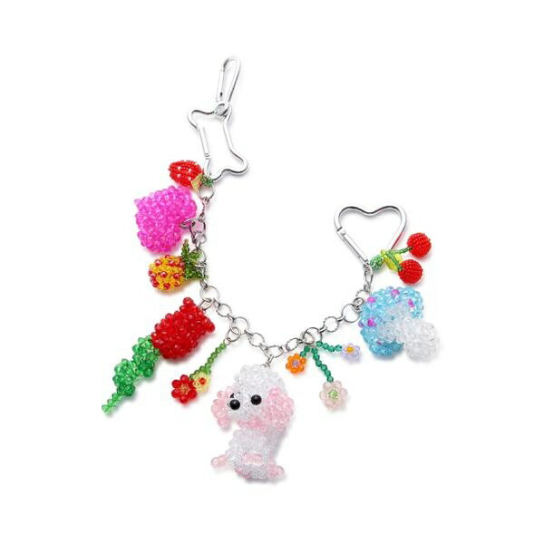 [型番：7846982704]hurjaboyaccカラフルなビーズで編まれたフルーツやお花、そして愛らしいワンちゃんモチーフが連なる、見ているだけで心が弾むポップ＆キュートなチャームアクセサリー。鮮やかな色彩と立体的なビーズの質感が、バッ...