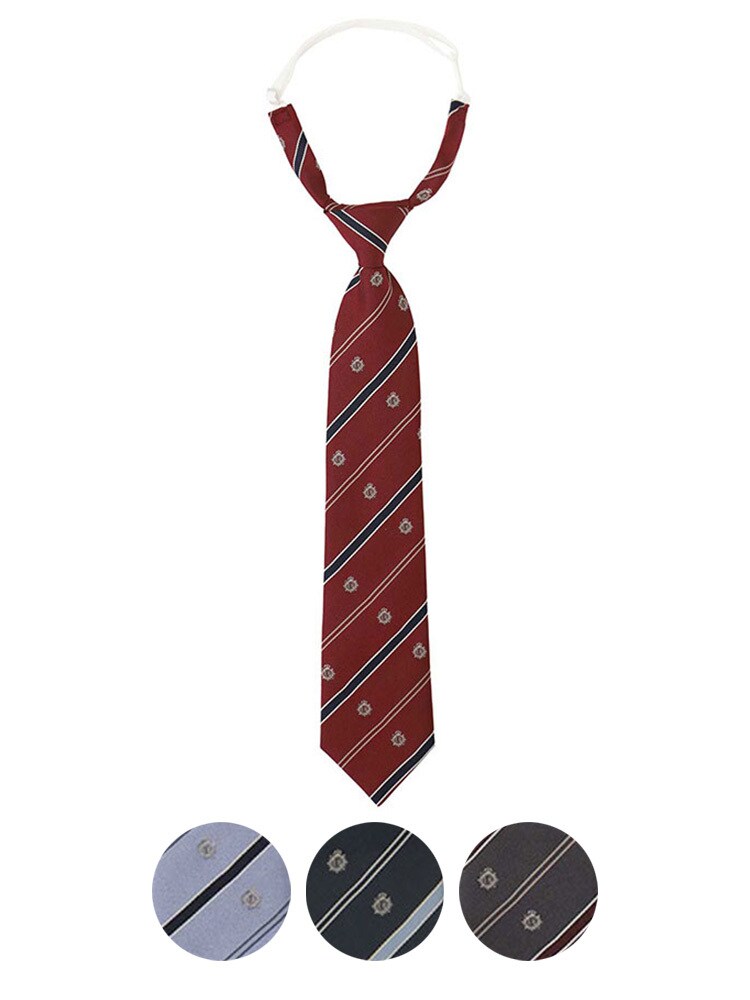 [型番:6219059]着脱が簡単なゴム仕様のネクタイ。「EB」の文字と王冠の柄入り。細部までこだわって作ったオリジナルの柄です。生地から縫製まで全て日本製。1つ1つ手作業で丁寧に作られているので、温かみのある製品に仕上がっています。【ショ...