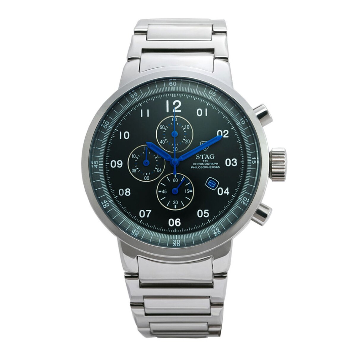 [型番:STG012S2a]針の色で差をつけてActive LineのSTG012はスポーツやアウトドアを意識したポップなデザインで、カジュアルなスタイルにぴったり。クロノグラフを搭載。ブルー＆シルバーケーススタッグのアクティブシリーズに属...