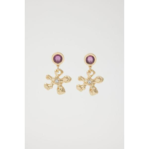 [型番：030JSY56-2371]【METAL FLOWER P／EARRING】■POINT女性らしさの中にエッジを効かせた歪なフラワーデザインが目をひくメタルフラワーピアス。■DETAIL花びらの中心とトップに一粒のビジューをセットし...