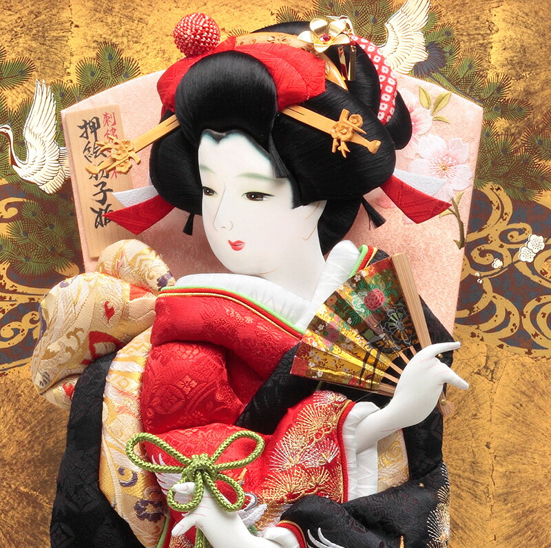 羽子板 久月 ケース飾り 鶴寿 松に鶴 刺繍振袖 久月オリジナル 羽子板 久月 ケース飾り 鶴寿 松に鶴 刺繍振袖 久月オリジナル