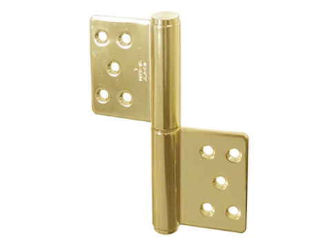 ■入数 1個（ビスは付属しません） ■品番 SDG-3384 ■参考耐重量 DW=800×DH=2000－74kg/3枚 ■軸材質 SWM(鉄) ■羽根材質仕上 SUS304 ゴールド色 ■備考 本体にキンマツSD-3384 L/Rの刻印あ...