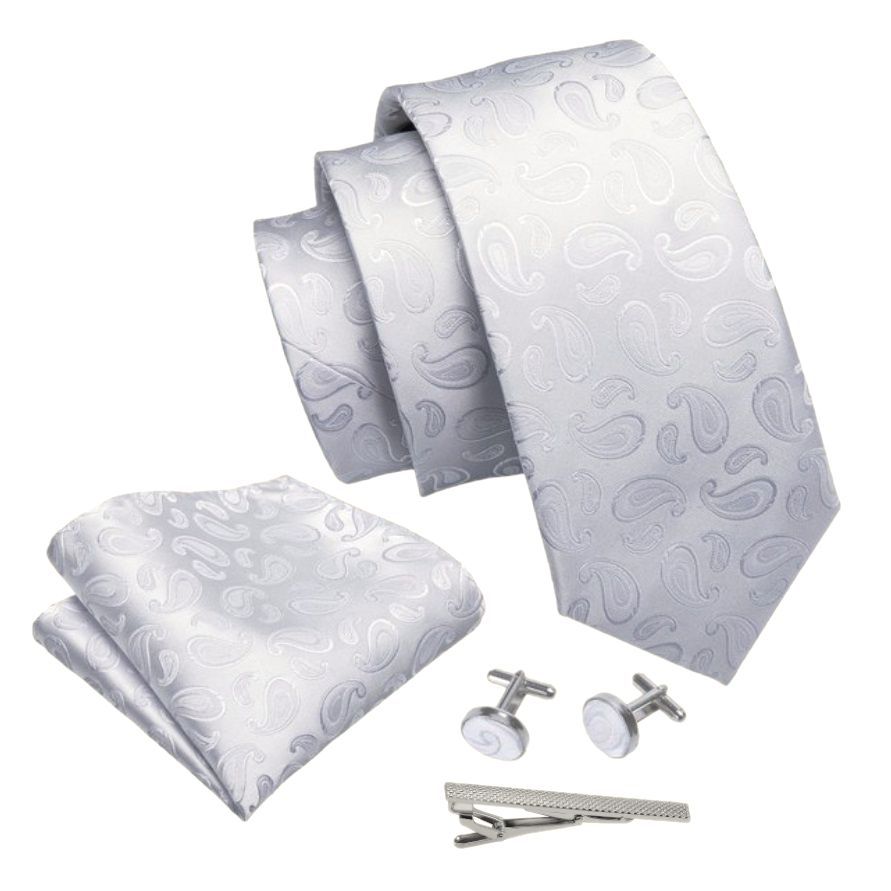 ネクタイ ポケットチーフ カフスボタン タイピン 4点セット ※送料込み、クリックポストで封筒発送。 　この商品は代引、配達日時指定不可です。 同色のネクタイ ポケットチーフ カフスボタンに、シンプルなタイピンを合わせたセットです。 生地の...