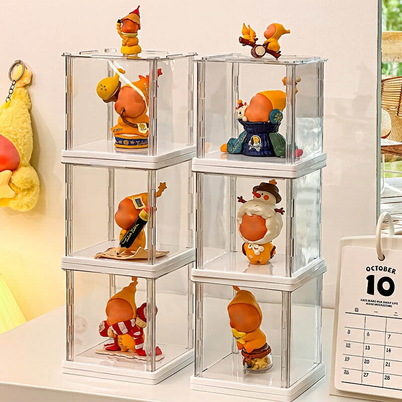 【フィギュアディスプレイボックス 回転式 透明アクリル製 ホワイト＆ブラック無地 大容量収納可能 360度スムーズ回転 通勤・オフィス・コレクション展示に最適 メンズレディース兼用 おしゃれ シンプル 高級感 送料無料｜360度スムーズ回転...
