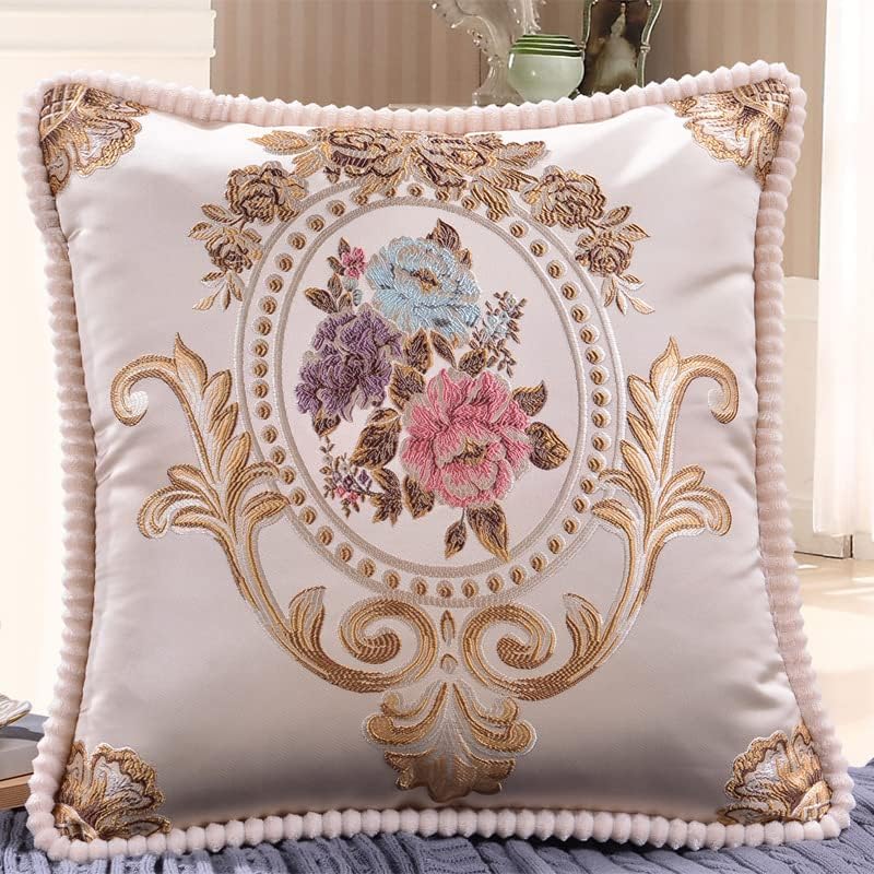 【クッションカバー 48x48cm 北欧風 2枚セット 柔らかい シンプル 花柄 刺繍 モダン インテリア 家庭装飾 車 部屋飾り 四季通用 ソファー用｜北欧風デザインのクッションカバーで、お部屋を洗練された空間に。 概要説明：北欧風の花柄...