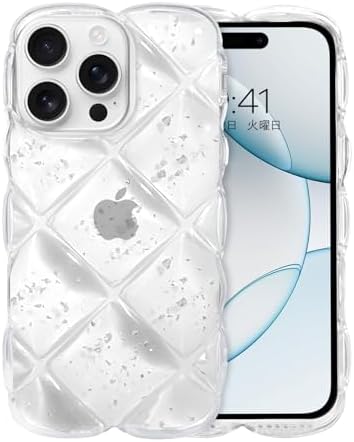 Google Pixe 9A ケース クリア ウェーブ 菱形バック ピクセル 9a うねうね ケース 透明TPU キラキラ 菱形 凸凹 アルミ箔シルバー 可愛い 韓国 人気 スマホケース 概要説明：Google Pixe 9A専用のクリアケ...