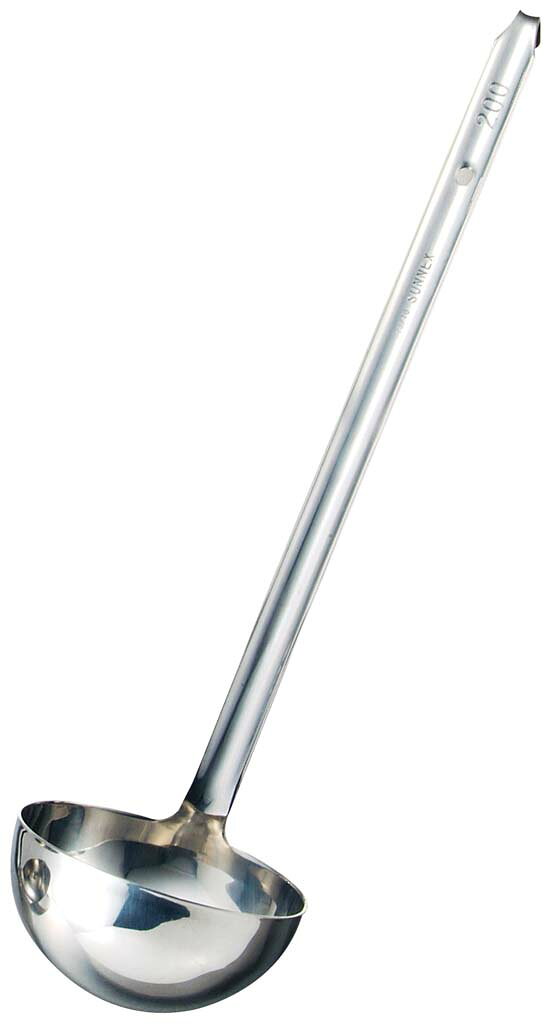 ●型番：M46215LA●サイズφ85×280(柄長)(mm)●重量：160g●容量：150cc●板厚：2.0(mm)●材質ステンレス●溶接フラット仕上でビスで留めていないので異物混入の心配がありません。●ヨゴレが溜らず衛生的。●板厚2mm...