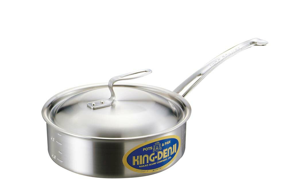 ●サイズφ195(mm)底径：165(mm)●内寸φ180(mm)深さ：65(mm)●重量：1.1kg●容量：1.5L●板厚：2.0(mm)●材質SUS445m2(モリブデン鋼2%含有)●電磁調理器：200V●熱くならない取っ手。取っ手に熱...