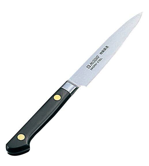 ●型番：No.130●サイズ220(mm)●重量：60g●板厚：背:1.6(mm)●材質スウェーデン鋼●刃渡り：12cm●手研本刃付仕様●優れた刃持ちと、鋭い切れ味。スウェーデン鋼の持ち味をフルに発揮した手打ち鍛造のハガネの洋庖丁。●両刃※...