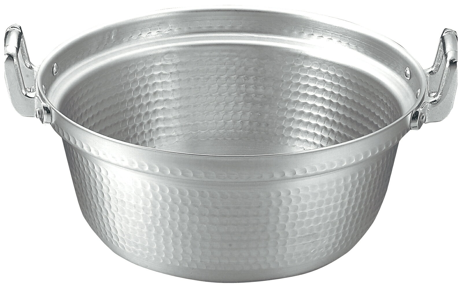 ●サイズφ436(mm)●内寸φ420(mm)深さ：180(mm)●重量：2.2kg●容量：20L●板厚：2(mm)●材質アルミ●大量調理には熱伝導率の良いアルミ鍋がおすすめ●打ち出し加工で強度の低さをカバー熱効率もUP※商品画像はメーカー...
