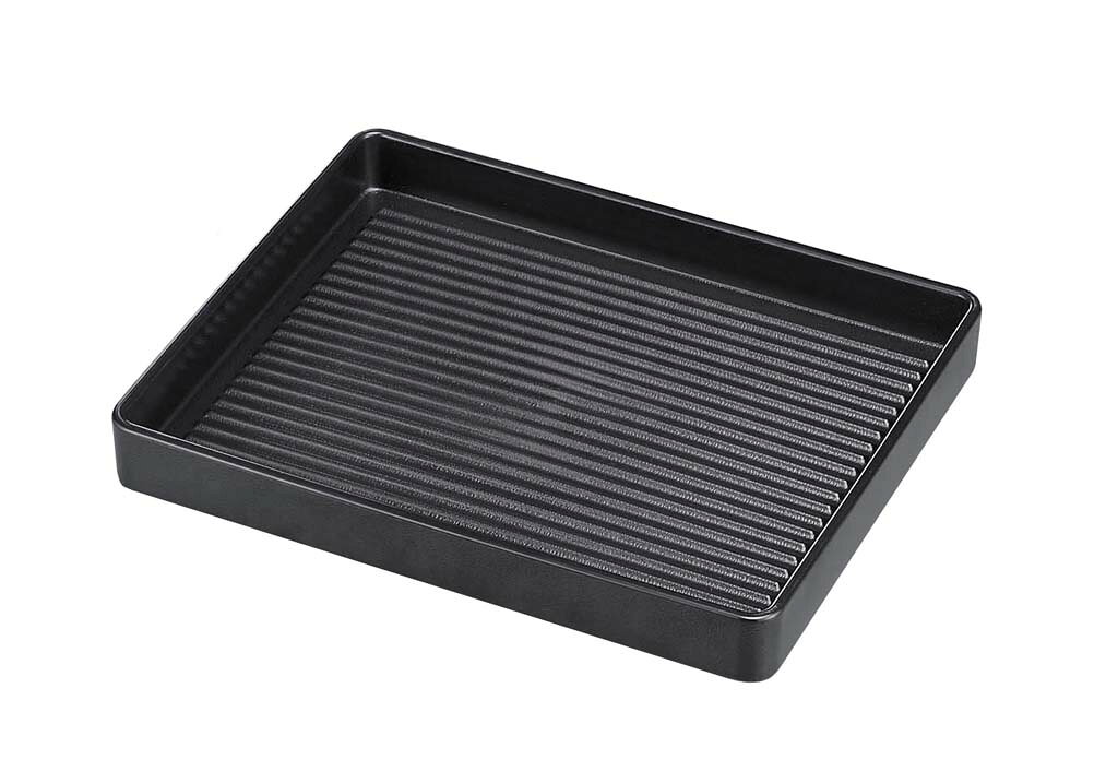 ●型番：5-1034-1●サイズ220×174×H40(mm)●重量：350g●材質耐熱ABS●洗浄機：不可●しゃぶしゃぶ・焼肉・すきやき等最適の盛り皿●肉を盛りつけてもスタッキング可能●内低面が波型形状で食材をたいへん取り易いデザインとな...
