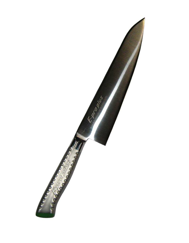 ●サイズ全長：370(mm)●重量：195g●板厚：背:2.2(mm)●材質ブレード：モリブデンバナジューム鋼ハンドル：18-8ステンレススチール●洗浄機：不可●消毒保管庫：使用可●検定証印等：HACCP●刃渡り：24cm●ブレード部：耐久...