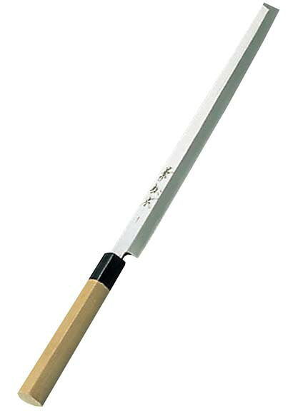 ●サイズ390(mm)●重量：120g●板厚：背:3.0(mm)●材質安来鋼3号●刃渡り：24cm●業務用では一般的なラインで、刃研ぎも簡単にでき、取扱いがやさしい庖丁です。●熟練の庖丁鍛冶職人が、日本刀と同じ手法の火造り鍛造、焼入れ(硬度...