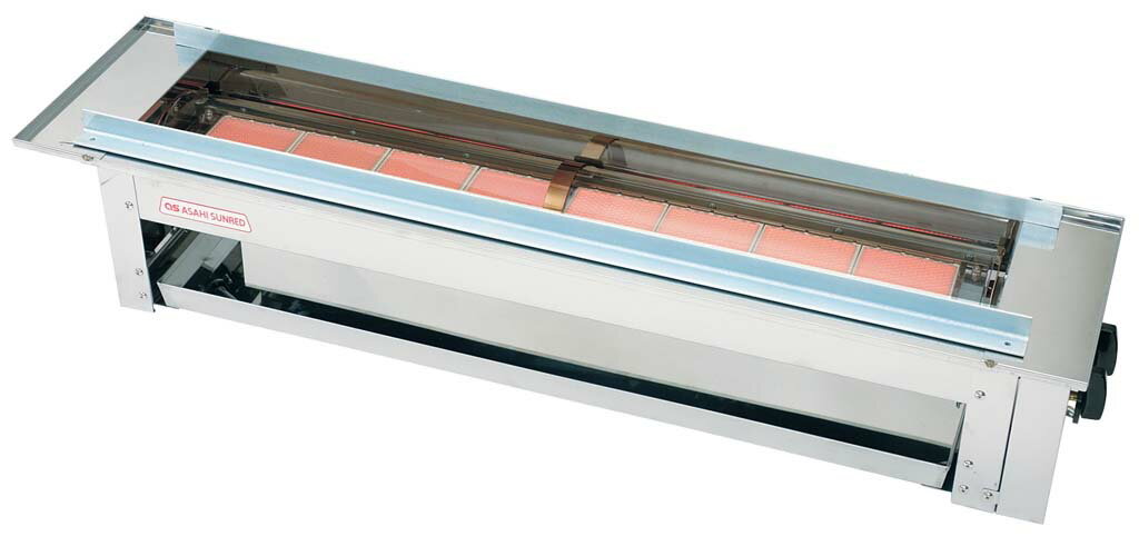 ●型番：SG-15N●サイズ1028×252×H221(mm)焼き面：832×150(mm)●重量：14.4kg●ガス消費量(kW)：6.4●ガス接続口：φ9.5●点火方式：マッチ点火●付属品：串受ロストル2本・焼アミ2枚・ガラス2枚●付属...