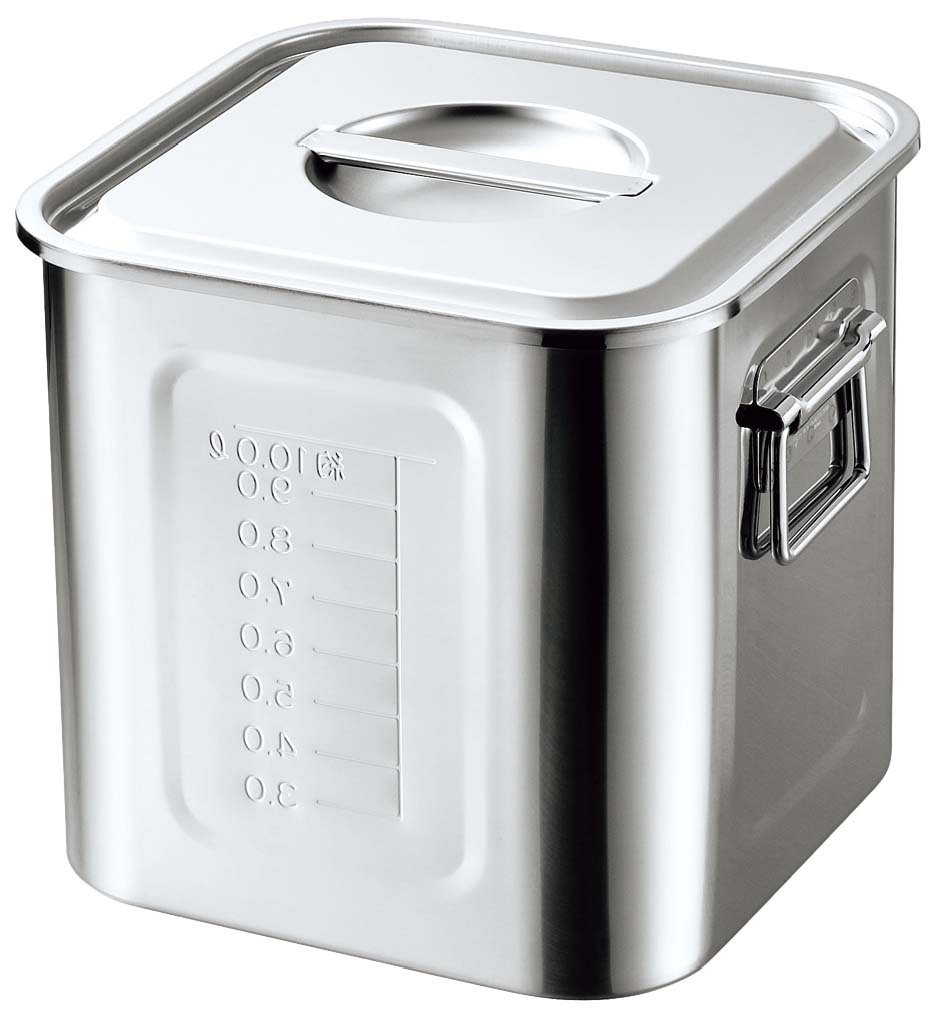●型番：12225●サイズ外寸：233×233(mm)底面：212×212(mm)●内寸225×225(mm)高さ：225(mm)●重量：約1.8kg●容量：約10.8L●板厚：0.7(mm)●材質18-8ステンレス●製造生産国：日本●18...
