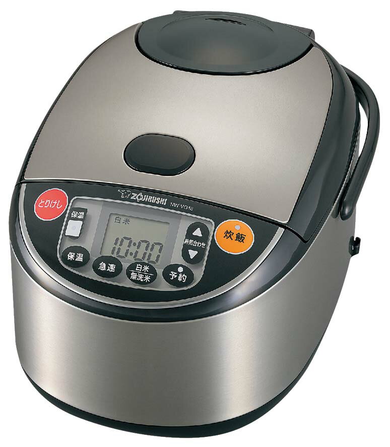 ●型番：NW-VG18(XA)●サイズ幅：280(mm)奥行：405(mm)高さ：245(mm)●重量：4.9kg●容量：1.8L●消費電力：炊飯時：1205W　平均保温消費電力：38W●電源：単相100V●製造生産国：日本●シンプル機能の...