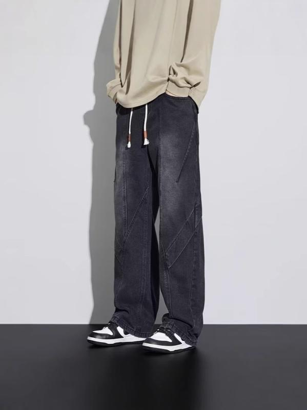 ・カテゴリ: 休闲パンツ・スタイル: ミニマリスト・款式: 基本款・パンツ型: ストレート・丈: ロング・ウエスト位置: ミッドライズ・クロージャー: ドローストリング・柄: 無地・主素材: デニム・素材組成: 綿80%・シーン: カジュア...