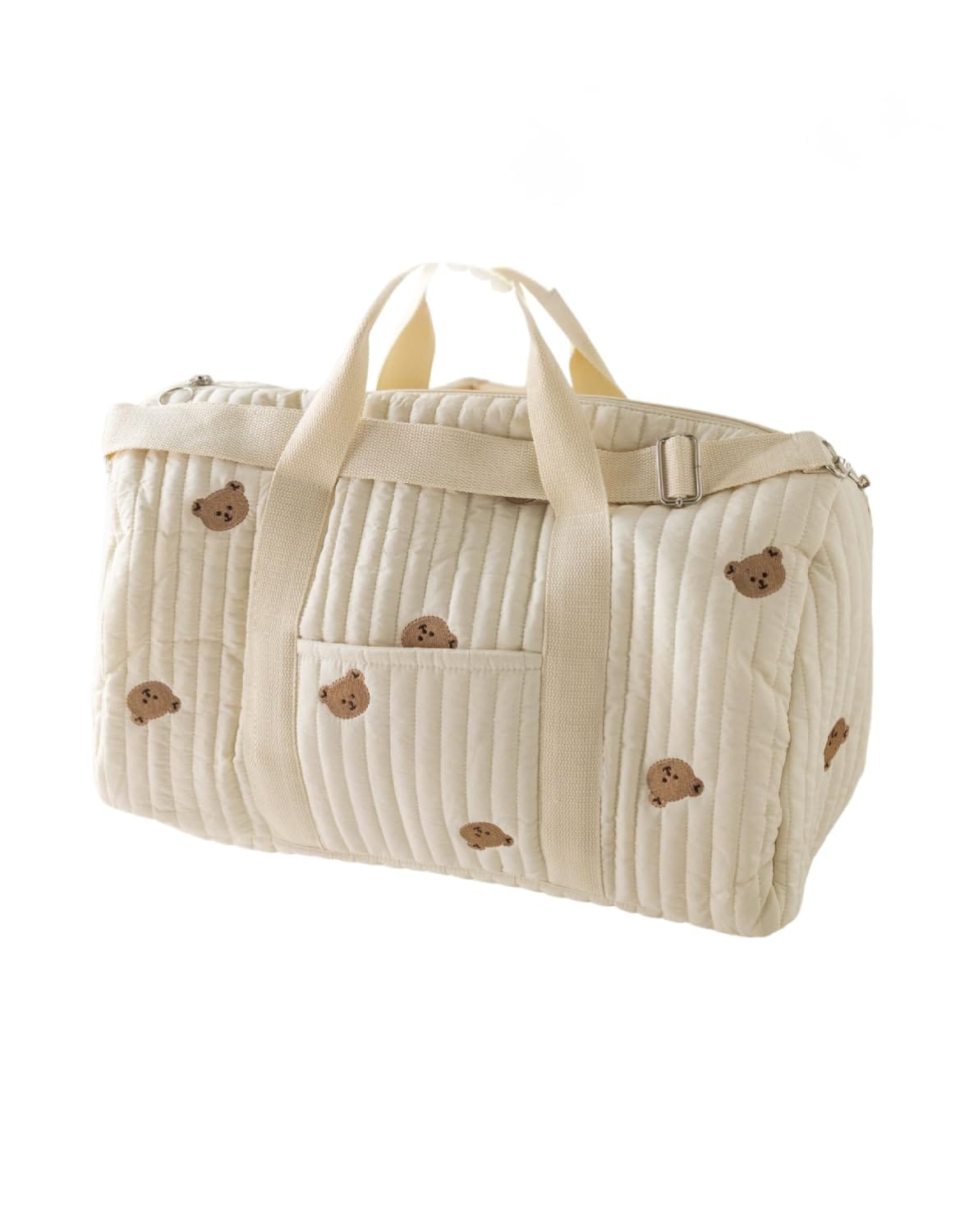 【サイズ】本体：約27×46×22cm／ショルダーストラップ：約49～88cm（調節可能）【素材】表地：コットン100％【重さ】約330g（軽量設計で持ち運びラクラク）【カラー】ホワイト／ブラック（選べる2色）※どちらもくまの刺繍入りデザイ...