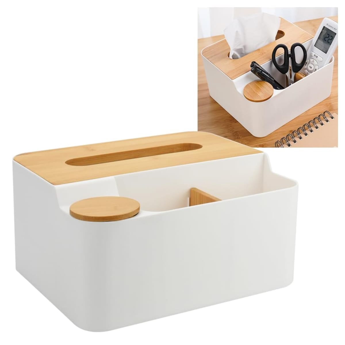 ティッシュだけでなく、リモコン・文房具・コスメ・綿棒など様々な小物をまとめて収納できるティッシュケースです。ソフトパック専用のため、ボックスティッシュをお使いの際は中身を取り出してから入れてください。本体はリビングや書斎など様々なお部屋に置...