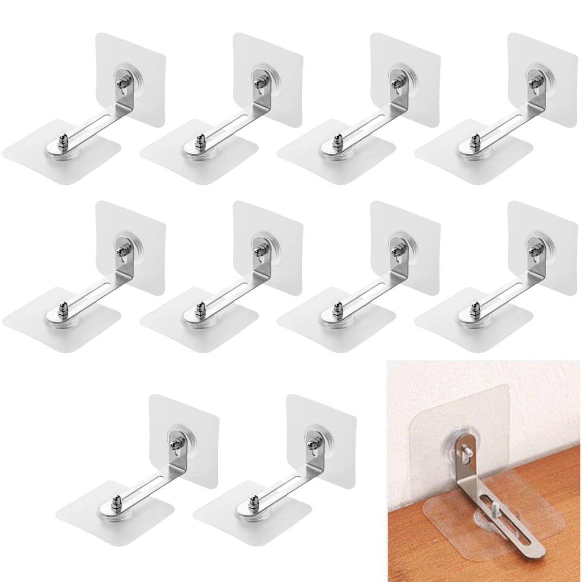 【耐震ストッパー】地震や衝突による家具の転倒や移動を防止 - 家具を固定して安全を守る。【穴開け不要】簡単取り付け、工具不要の家具転倒防止【家具の落下防止】地震時に家具の倒れ、揺れ、衝突を防ぐために使用。家具と壁、天井の狭い隙間にぴったり。...