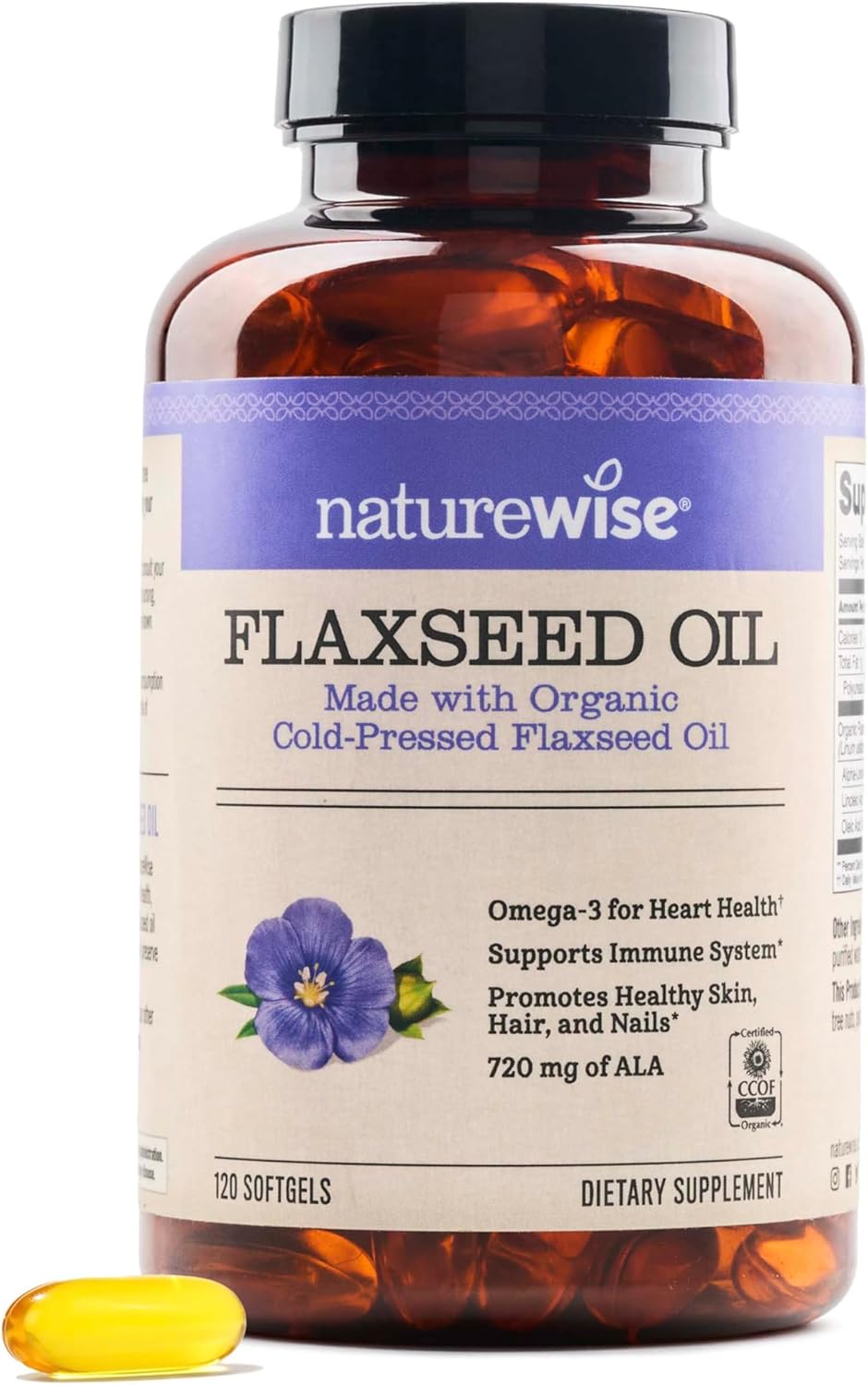 ■お召し上がり方■1日1粒を目安にたっぷりのお水でお召し上がりください NatureWise Flaxseed Oil 1200 mg, Fish Free Omega 3 6 9 with 720mg ALA, Dietary Suppl...