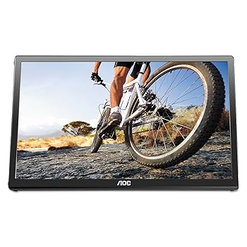 【中古】(良い)AOC e1659Fwu 16-Inch Ultra Slim 1366x768 Res 200 cd/m2 Brightness USB 3.0-Powered Portable LED Monitor w/ Case b...
