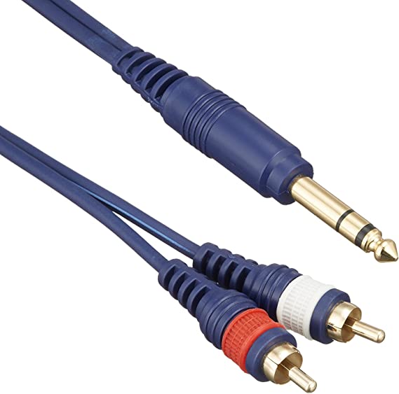 オーディオ変換用ケーブル (RCA ×2 - Stereo Phone) RCAピンプラグ×2 - 6.3mmステレオ標準プラグ シンセサイザー、ミキサーなどの接続に 長さ:2m メーカー側の意匠変更により、予告なく外観上のデザイン・カラー...