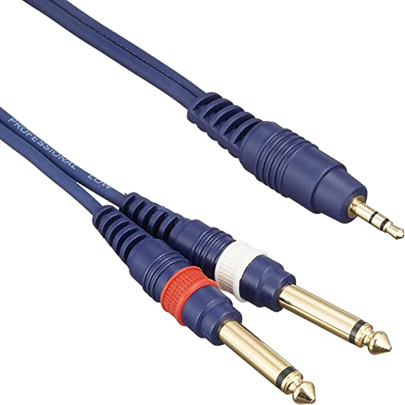 オーディオ変換用ケーブル (Phone ×2 - Mini Stereo Phone) 6.3mmモノラル標準プラグ×2 - 3.5mmステレオミニプラグ ポータブルCD等のヘッドフォン端子とミキサーなどの接続に 長さ:2m メーカー側の意...