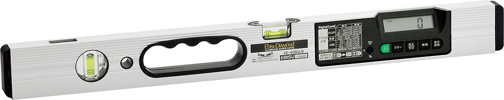 ■寸法：幅31x長さ600x高さ60.5■本体重量：765g■本体カラー：シルバー■材質：アルミ合金押出材硬化処理■6本線レンズ付きアクリル水平気泡管■6本線アクリル垂直気泡管■ミラー付■バックライト付き■デジタル自動表示機能■自動反転表示...