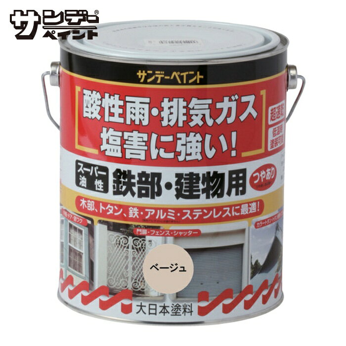 i納期や在庫状況をお問合せの際は下記の商品コードをお伝えください商品コードts_2017747特長酸性雨・排気ガス・塩害に強い超速乾油性多目的塗料です。用途商品スペック仕様・規格色：ベージュ容量(L)：1.6材質／仕上アクリル変性アルキド樹...