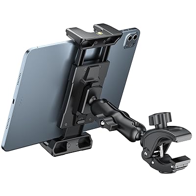 タブレットホルダー スマホスタンド 自転車/バイク/マイクスタンド/トレッドミルなどに適用 ipadスタンド iPad Pro 12.9/Air/Mini、Galaxy Tab、iPhoneシリーズ、Fire HD 10など5〜13インチの...