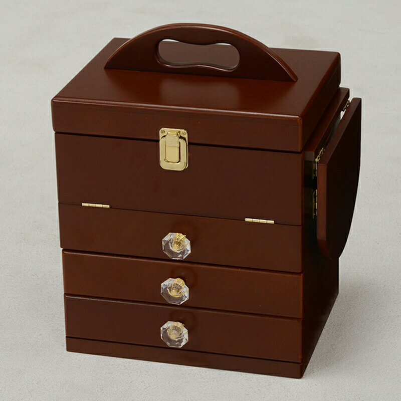 【商品について】■商品サイズ（外寸）(約)幅26×奥行19×高さ31cm■補足説明・収納部内寸(手前):約幅22×8.5×深さ12.5cm ・収納部内寸(奥):約幅22×7.5×深さ21cm ・引出内寸:約幅20×奥行8×深さ3cm■成分材...