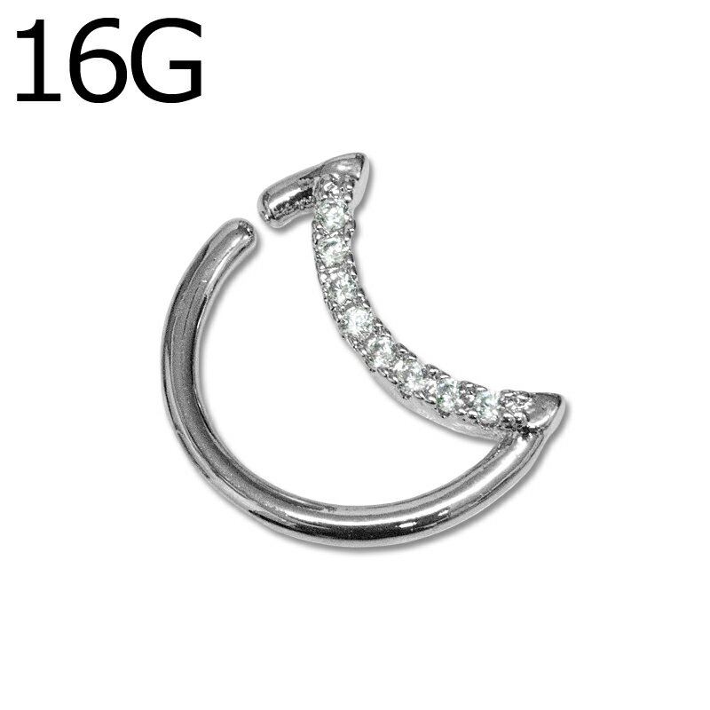 カラー シルバージュエルカラー：クリア サイズ ゲージ：16G内径：約10mm 素材 真鍮 ≪材質についての詳細はこちらをご覧ください≫ 備考 ※手で簡単に開けますが、頻繁に開閉を繰り返すと折れる可能性がございますので、注意してください。≪...