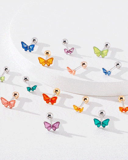 Ecelyn Navi ピアッシング 全7色 S/Lサイズ Large : 1cm x 0.7cm / Small : 0.5cm x 0.5cm MATERIAL: サージカルスチール バーの厚さ-1.2mm(16G) バーの長さ-6mm