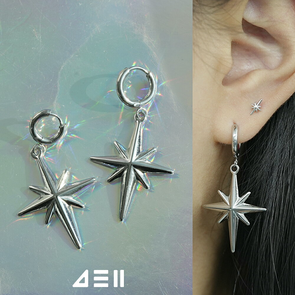 *素材:全体サージカルスチール *リング内径：6mm / 8mm *リング厚さ：2mm *ポスト太さ：約0.8〜0.9mm *ビッグスパーク：23 × 30mm * 製品の測定方法によって1~3cmの誤差が生じることがあります。 片耳用*素...