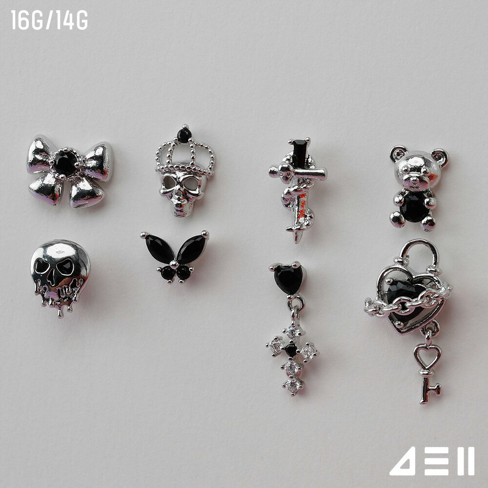 *素材:サージカルスチール、真鍮、キュービック、メッキ *サイズ 1 : 約 8 * 7mm / : 約 6 * 9mm / 3 : 約 6 * 10mm 4 : 約 6 * 8mm / 5 : 約 6 * 8mm / 6 : 約 7 * ...