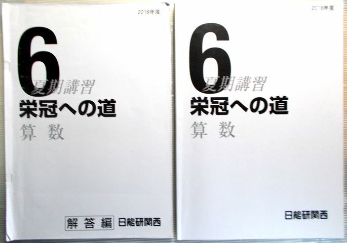 【中古】日能研　2018年度　6年　夏期講習　栄冠への道　算数。 発行所：日能研。商品サイズ：29.8×21×0.6cm。85p。 【もくじ】※画像をご確認ください。 【コンデション＝可】別冊解答付き（若干の使用感あり）。問題集中身に色ペン...