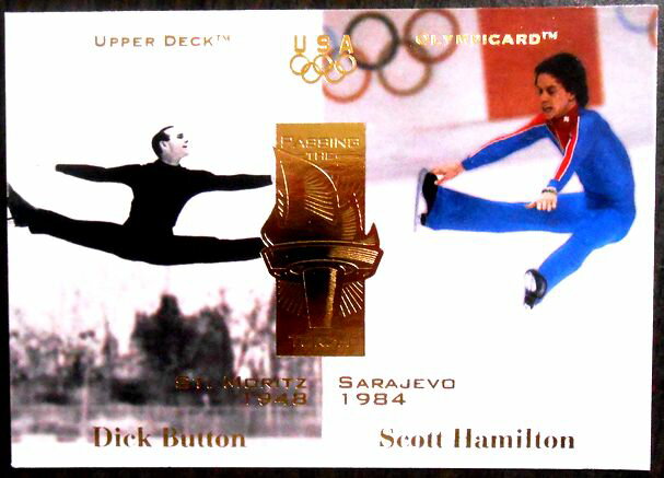 UPPER DECK OLYMPICARD（アッパーデッキオリンピックカード）ST. MORITZ 1948 Diek Button SARAJEVO 1984 Srott Hamilton。 U.S.OLYMPIC MOMENTS。サイズ...