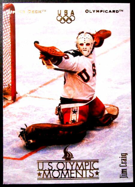 1992 UPPER DECK OLYMPICARD（アッパーデッキオリンピックカード） Jim Craig。 U.S.OLYMPIC MOMENTS。サイズ；8.9×6.3cm。 【コンデション＝非常に良い】コンデションは奇麗な状態です。...