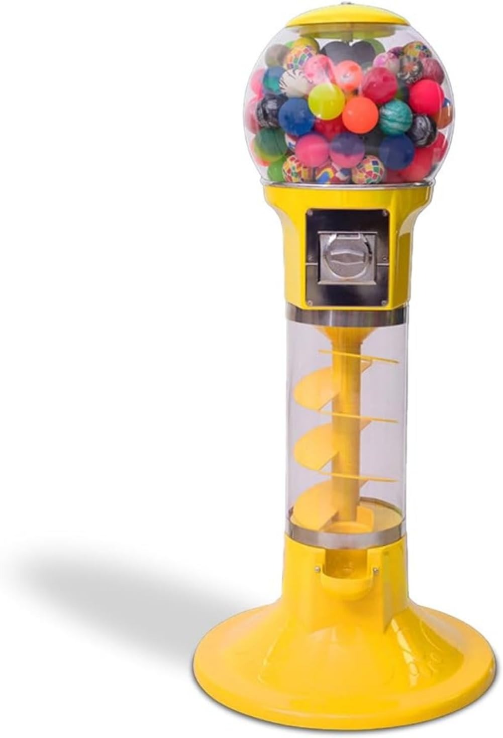 商品仕様 外形寸法（mm）：幅530 × 奥行530 × 高さ1,150（100円硬貨投入口付き） 重量：約10kg 対応カプセルサイズ容量：50mmカプセル約260個収納可能商品特徴 驚きと楽しさ満載の「くるくる回りガチャマシン」 ドーム...