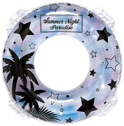 膨らんだ状態の浮輪の内周が約110〜115センチの浮輪です。男女問わず大人1人が入れる大きさです。かんたん空気栓装着商品。ロープ付 ■生産地：中国 ■素材・成分：塩化ビニール ■パッケージ：個別ヘッダーバック入り