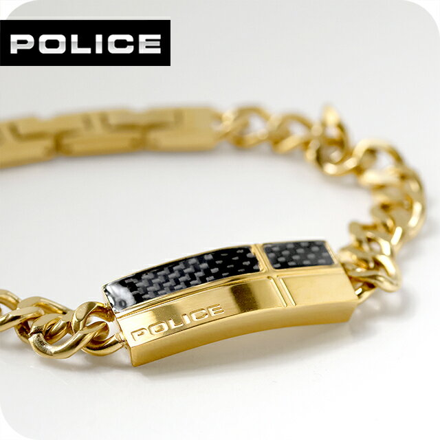 正規品 ポリス ブレスレット メンズ ブランド FIBERSKIN アクセサリー プレート 喜平 GB0081802 POLICE ゴールド ◆POLICE（ポリス）は、サングラスや時計、アクセサリー、バッグ、財布など幅広いファッションアイ...