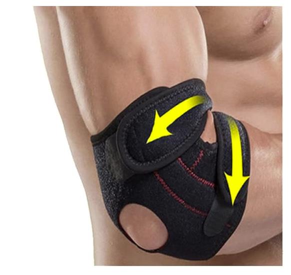 【肘のラップ保護】肘 サポーター 両側に金属ばねストリップ、加圧ベルトを双方向に調整します。肘関節のストレスを和らげます、内側と外側の副靭帯を保護します、運動中のストレスを和らげます 【 動かしやすい/衝撃から守る 】肘部分が"O型設計"だ...